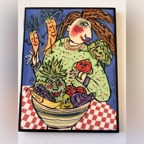 Pat Custer Denison | Art | Hand Screen Painted Signed Ceramic Tile 6x8 ...